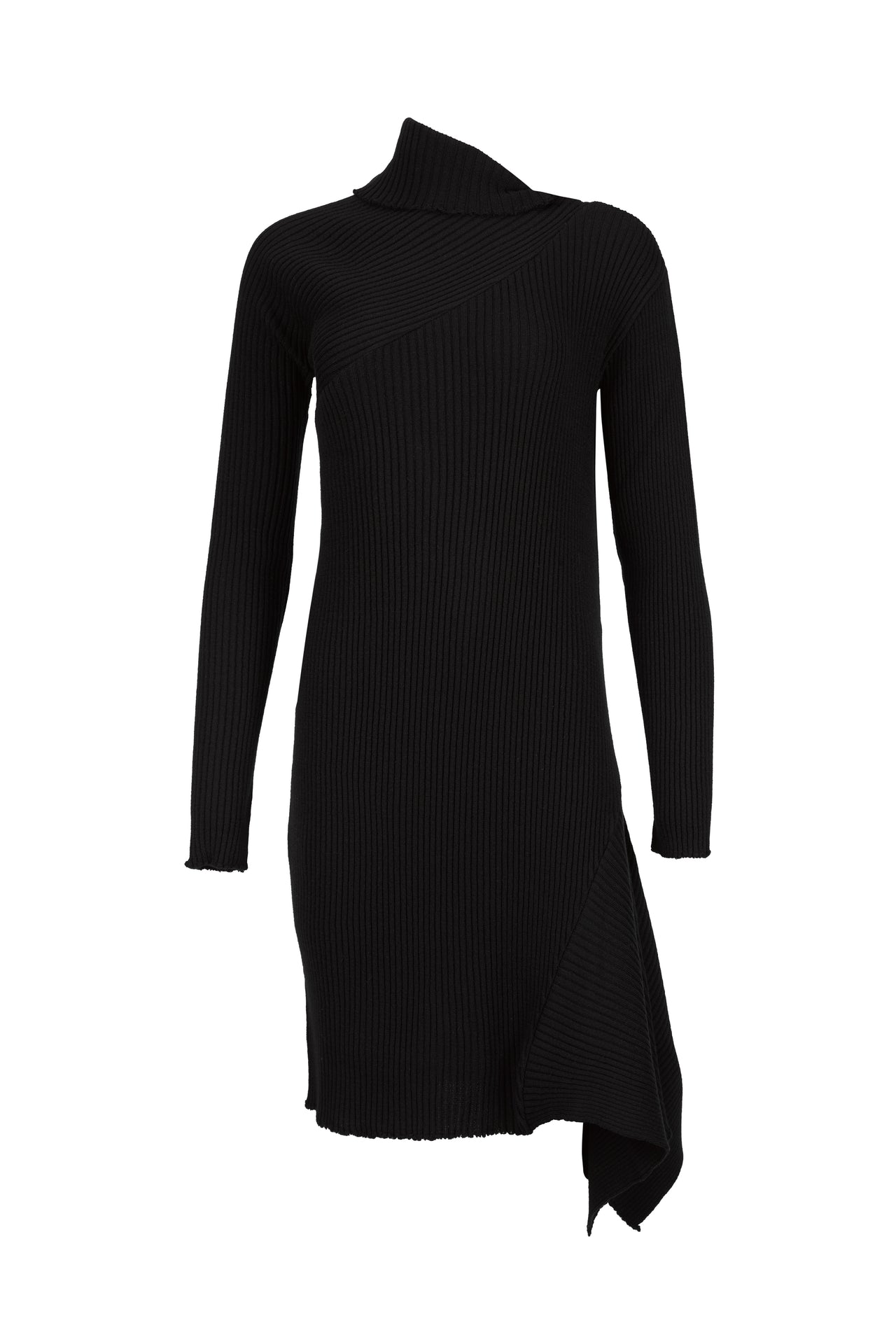 BLACK MERINO DRAPED NECK DRESS – MARQUES ' ALMEIDA