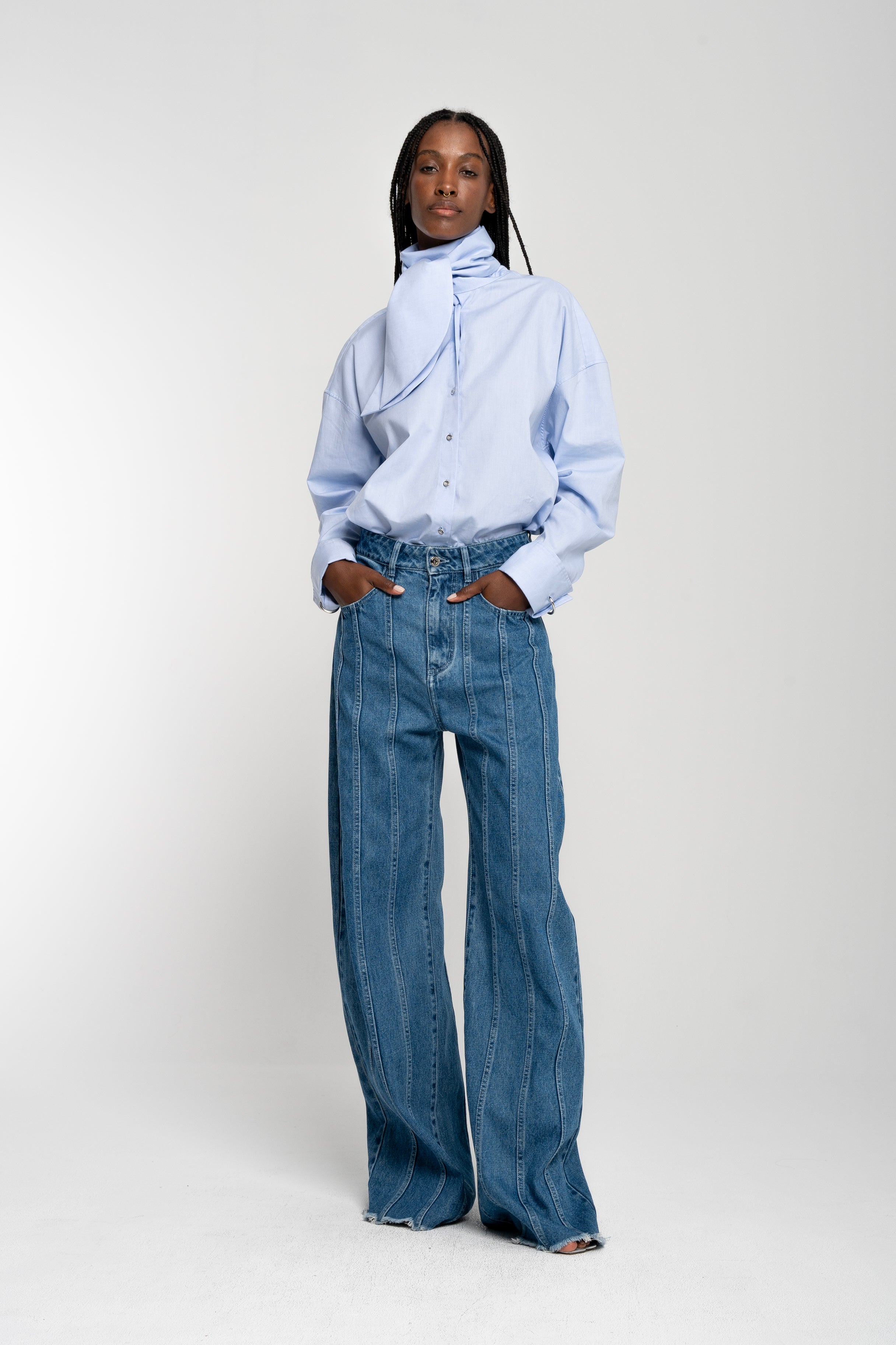 DENIM BOYFRIEND TROUSERS WITH SEAM LINES – MARQUES ' ALMEIDA