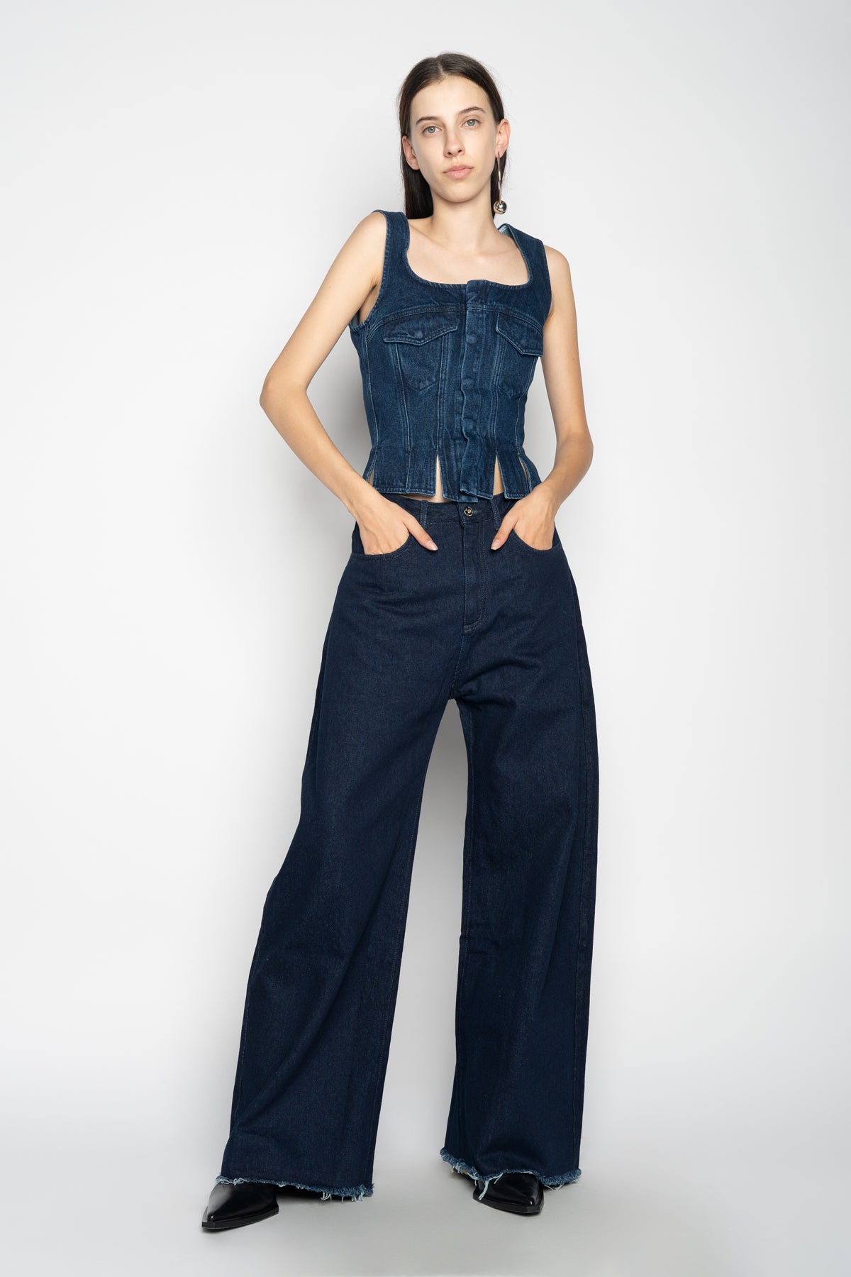 DENIM CORSET IN NAVY BLUE – MARQUES ' ALMEIDA