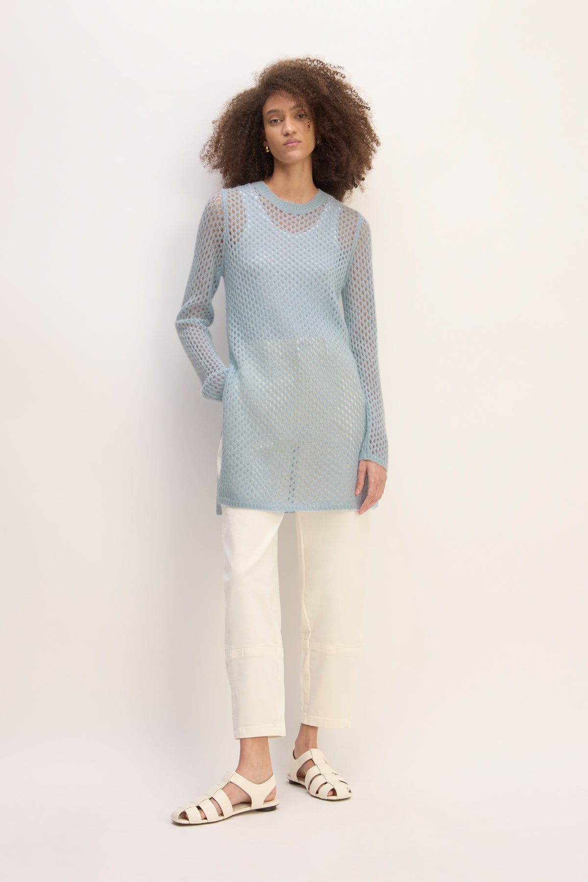 LIGHT BLUE MESH KNIT LONG JUMPER – MARQUES ' ALMEIDA