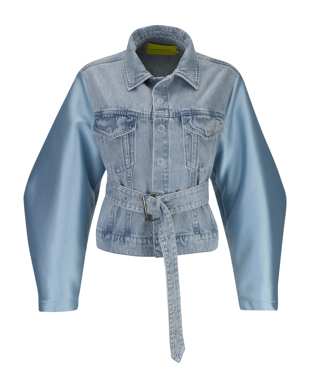 LIGHT BLUE MIKADO PUFF SLEEVE DENIM TRUCKER JACKET – MARQUES ' ALMEIDA