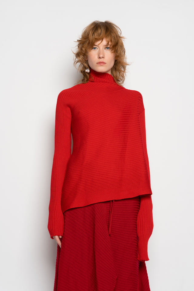 RED MERINO DRAPED JUMPER – MARQUES ' ALMEIDA